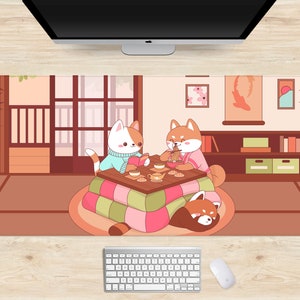 Kawaii Mousepad Cute, Japanese Desk Mat With Cats and Dogs, Xl Extra ...