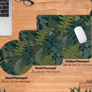 Green Plants Desk Mat: Forest Ferns Mouse Pad, Nature Mousepad Xl ...