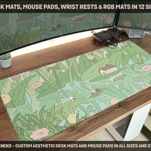 Cute Desk Mat Kawaii, Green Mousepad Aesthetic, Japanese Plants Lily ...