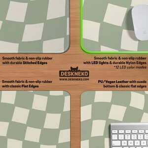 Checkered Mouse Pad With Wrist Rest, Green Groovy Boho Sage Beige ...