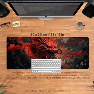 Red Dragon Desk Mat, Japanese Mouse Pad, Large Gaming Mousepad Led, Rgb ...