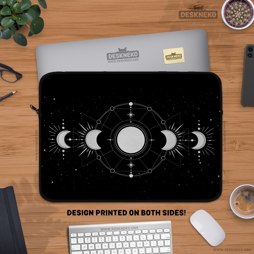 Silver Moon Laptop Sleeve, Black White Computer Bag, Witchy Celestial ...