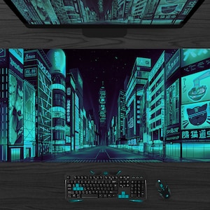 Neon Tokyo Street Desk Mat Xl, Gaming Mouse Pad Japanese, Extra Large ...
