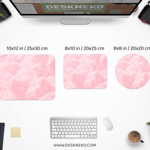 Pink Desk Pad Kawaii, Cute Mousepad Clouds, Kawai Moon Aesthetic ...