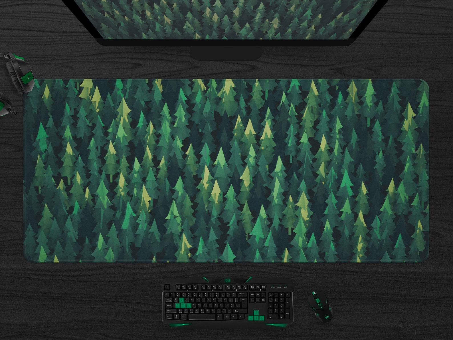 Green Desk Mat Forest Mousepad Xl Minimal Nature Aesthetics | Etsy