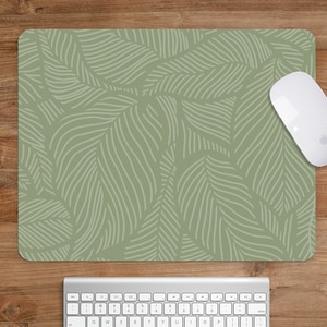Sage Green Mousepad Desk Mat Cute, Multiple Sizes Stitched Edges, Boho ...