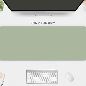 Sage Green Desk Mat Mousepad, Minimalistic Boho Neutral Pastel, Big ...