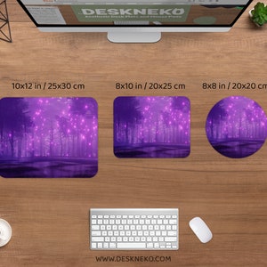 Purple Forest Desk Mat, Glowing Firefly Mouse Pad, Magical Witchy Fairy ...