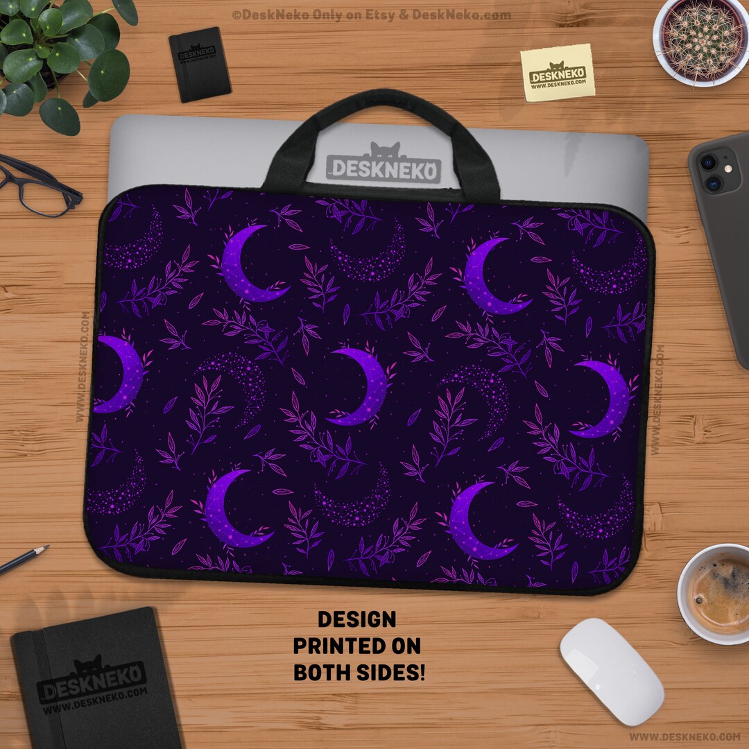 Purple Celestial Laptop Sleeve, Computer Bag, Crescent Moon Cottagecore ...
