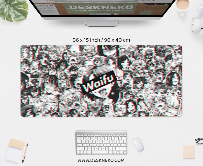 Waifu Deskmat Ahegao, Anime Mousepad Aesthetic, Manga Girls Black White ...