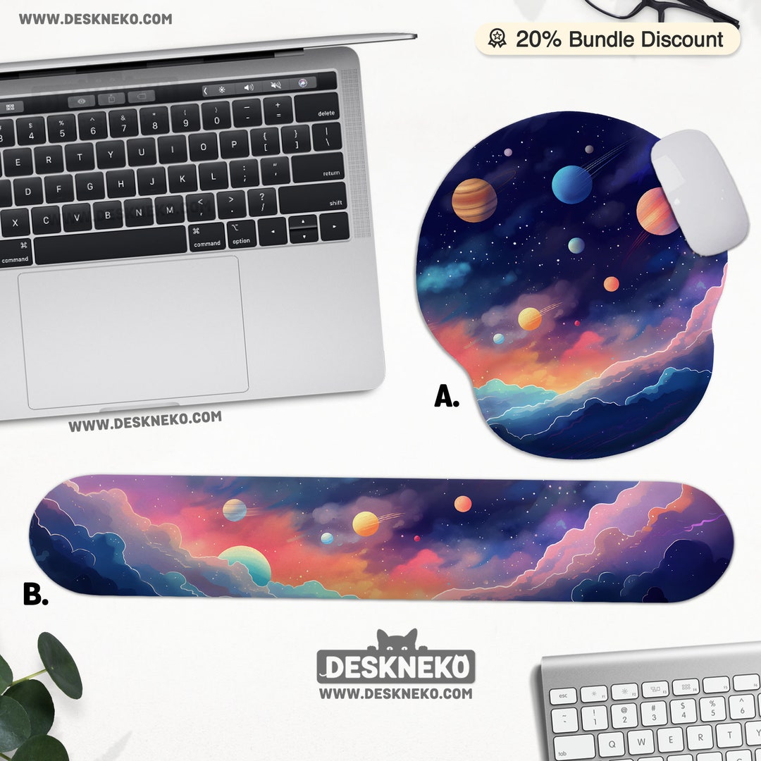 Cute Space Mouse Pad With Wrist Rest, Galaxy Ergonomic Mousepad Xl ...