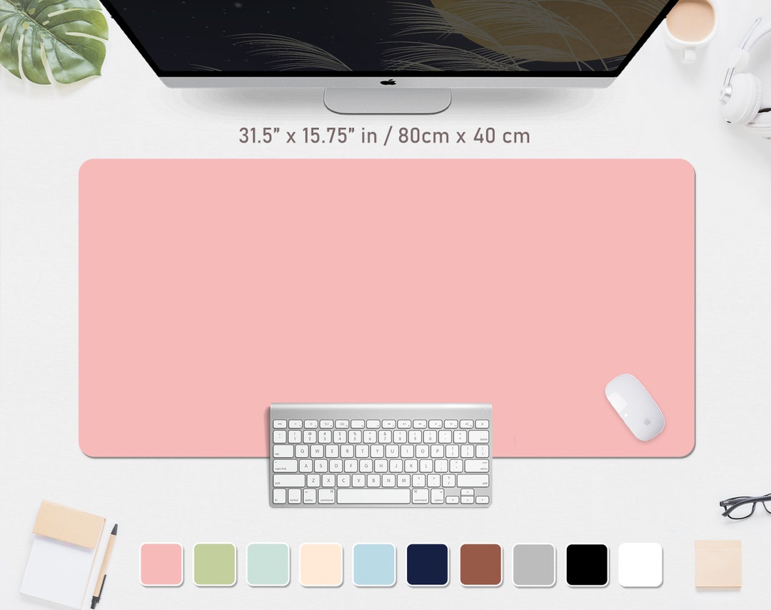 Leather Desk Mat Pink Mousepad, Decor Accessories Minimal Neutral ...