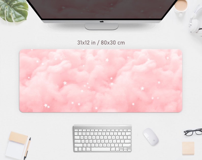 Pink Clouds Desk Mat Cotton Candy Mousepad Kawaii, Cute Small Mouse Pad ...