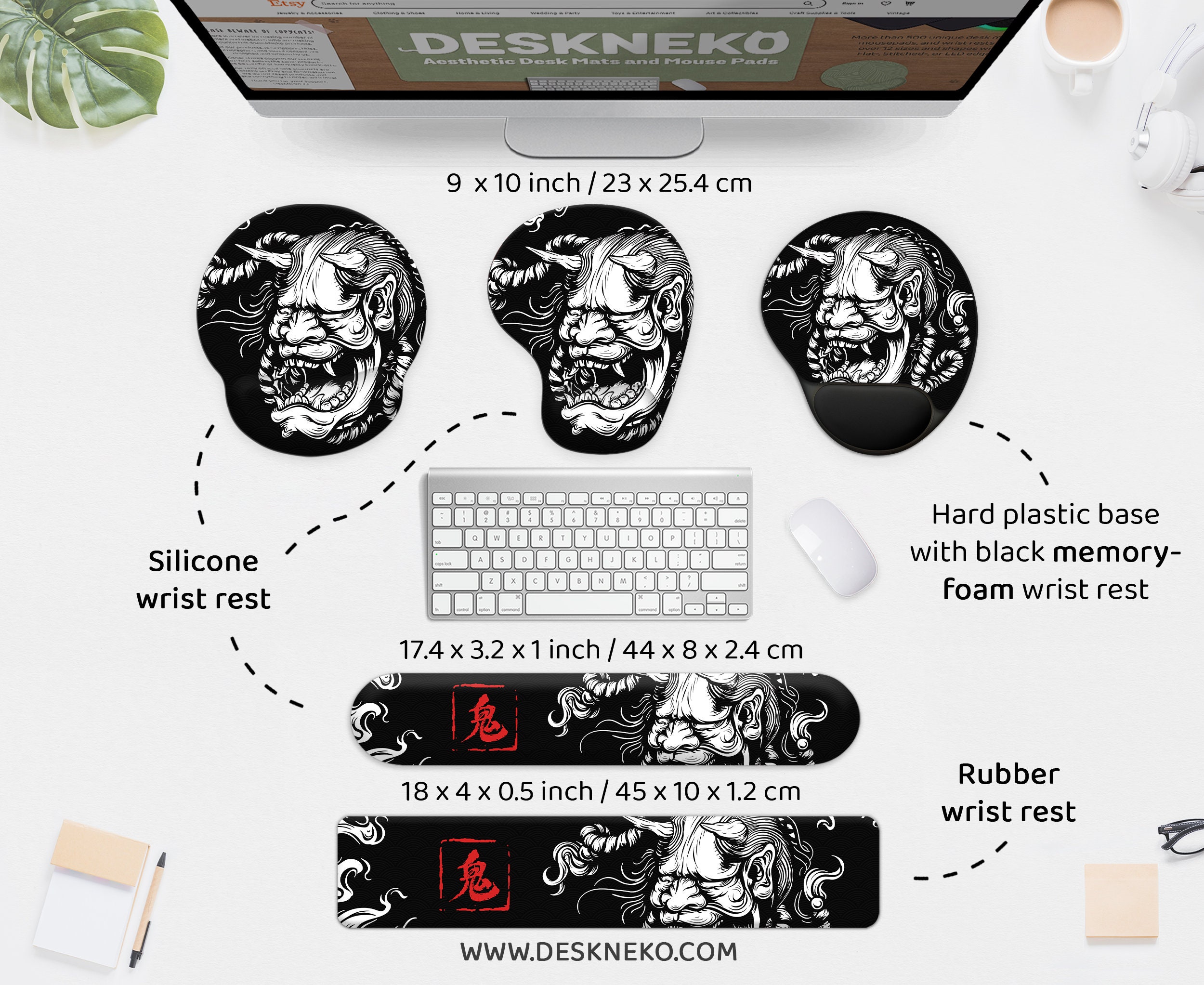 Oni Deskmat Japanese Desk Mat, Samurai Warrior Mousepad Large Xl ...