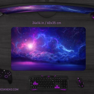 Nebula Desk Mat Galaxy Mousepad Space, Purple Stars Portal Vaporwave ...