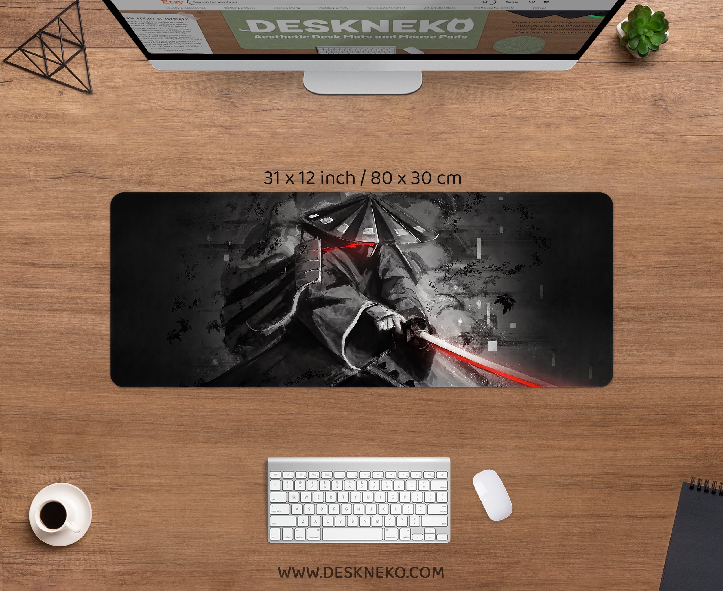 Japanese Desk Mat, Samurai Mouse Pad, Large Gaming Mousepad Xxl, Black ...