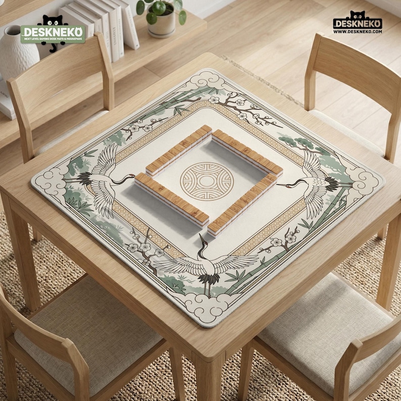 Mahjong Table Mat, Crane Bamboo Mahjong Game Mat, American Riichi ...