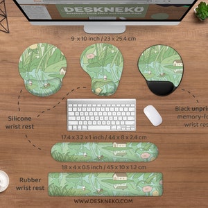 Cute Desk Mat Kawaii, Green Mousepad Aesthetic, Japanese Plants Lily ...