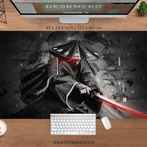 Japanese Desk Mat, Samurai Mouse Pad, Large Gaming Mousepad Xxl, Black ...
