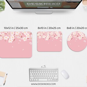 Cherry Blossom Mousepad, Pink Sakura Desk Mat, Cute Japanese Aesthetic ...
