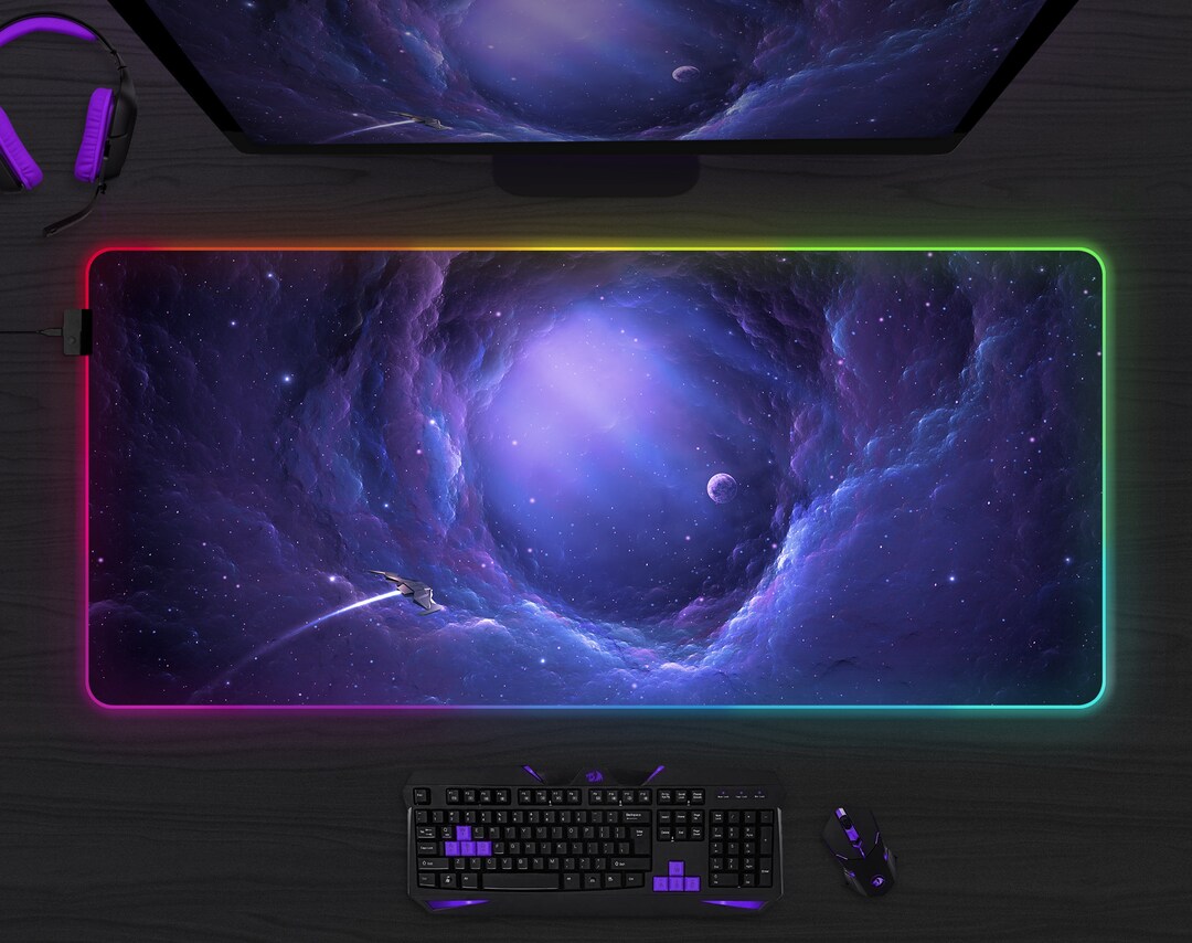 Space Desk Mat Nebula Galaxy Mousepad Star Ship, Solar System Planets ...