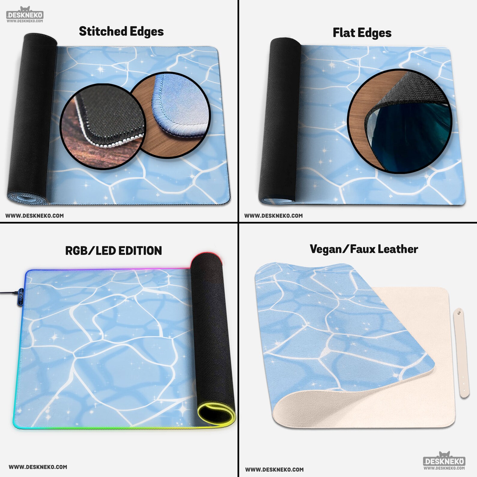 Light Blue Desk Mat, Ocean Mouse Pad Cute, Xxl Large Mousepad Rgb/led ...