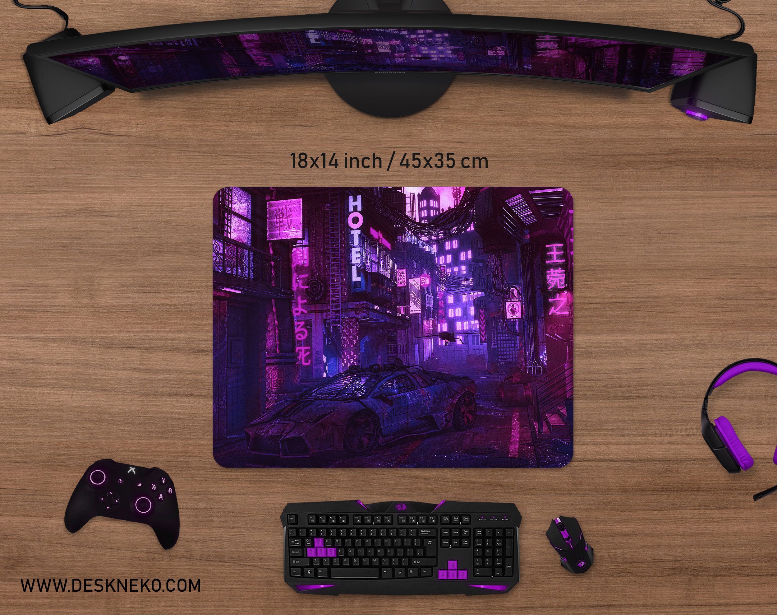 Cyberpunk Desk mat RGB, Vaporwave Mousepad neon city, Tokyo Deskmat Led ...