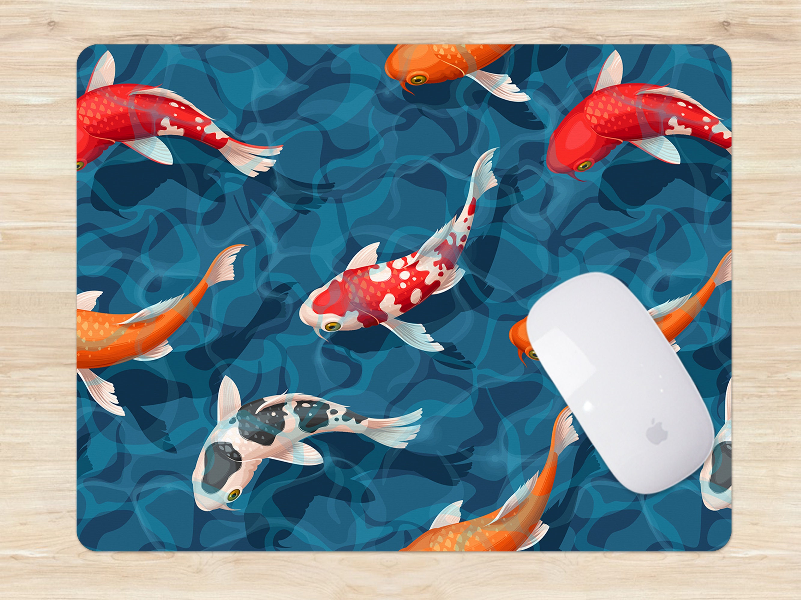 Koi Fish Mousepad Japanese Desk Mat XL Boho Nature Mouse Pad - Etsy