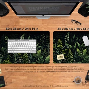 Dark Green Desk Mat: Plants Mouse Pad, Dark Forest Fern, Botanical ...