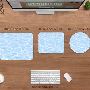 Kawaii Blue Desk Mat Anime Ocean, Aesthetic Mousepad Cute, Kawai White ...