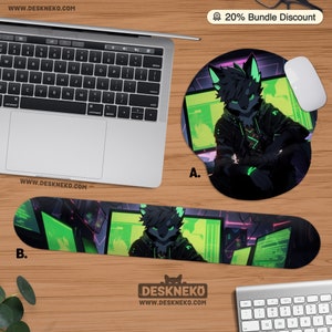 Gaming Desk Mat: Furry Mouse Pad Led, Anime Wolf Deskmat Led, Neon ...