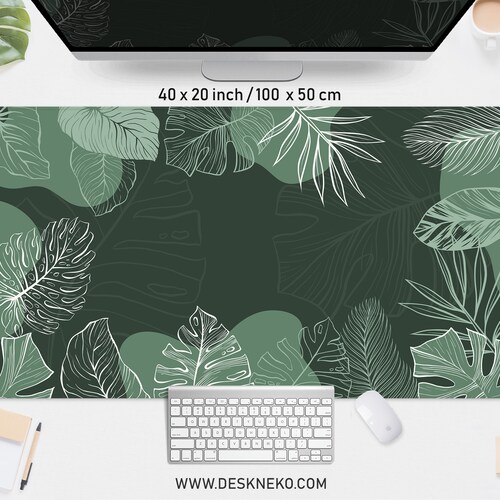 Green Plants Desk Mat Monstera Tropical Mouse Pad Cute Xxl - Etsy