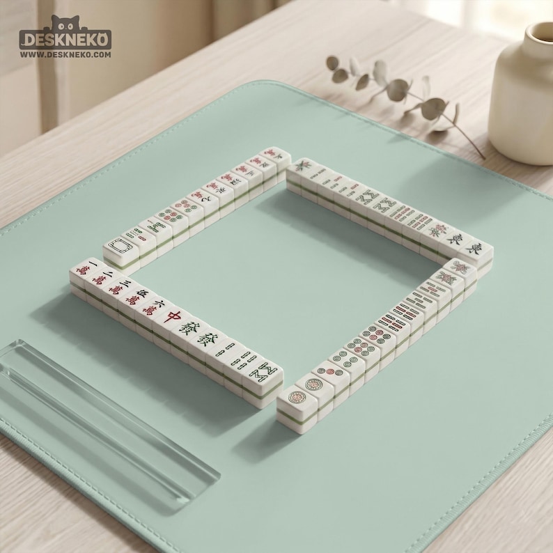 Mahjong Mat, Mint Green Tabletop Game Pad, Minimalist Mahjong Table ...