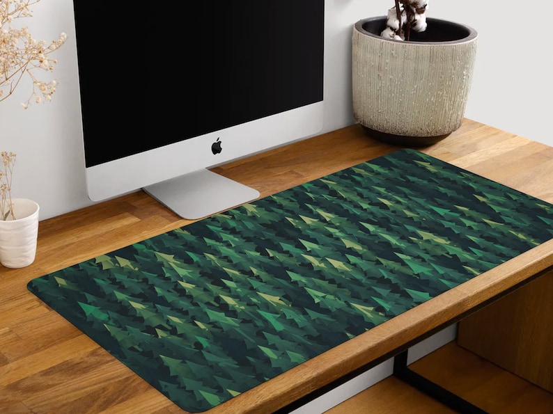 Green Desk Mat Forest Mousepad Xl Minimal Nature Aesthetics | Etsy