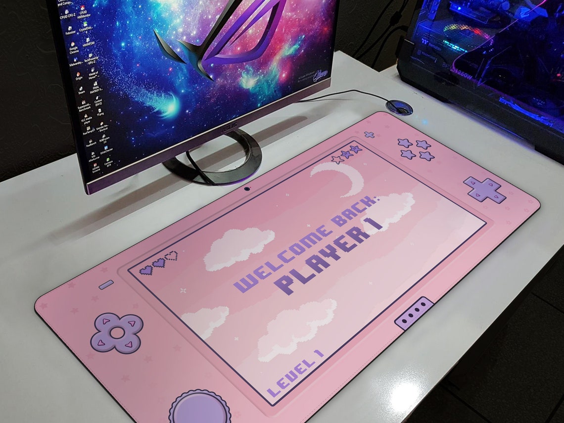 Customizable Pink Mousepad, Kawaii Pastel Lilac/purple Gaming Desk Mat ...