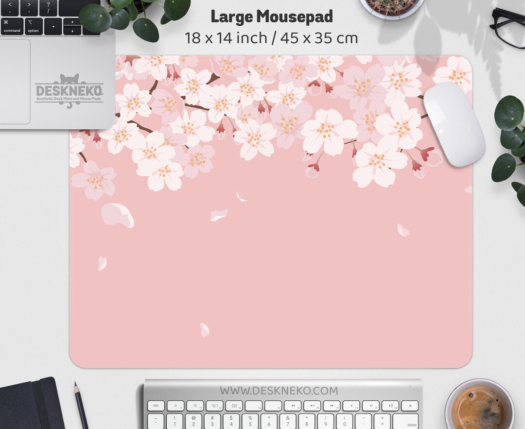 Cherry Blossom Mousepad With Wrist Rest, Cute Ergonomic Mouse Pad Pink ...
