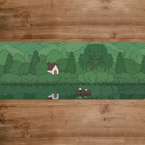 Cute Desk Mat Kawaii, Green Forest Mousepad Xl, Extra Large Japanese ...