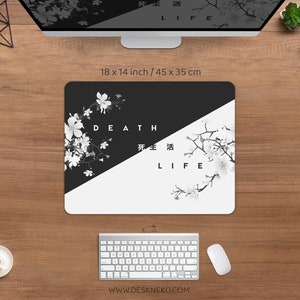Japanese Desk Mat Kanji, Black and White Mousepad Manga, Anime Mouse ...