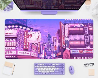 Tokyo Street Desk Mat Anime Mousepad Xl Japanese City - Etsy