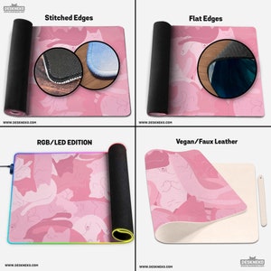 Pink Cats Desk Mat, Cute Mouse Pad Wrist Rest, Xxl Large Mousepad Led ...