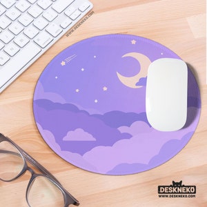 Kawaii Purple Desk Mat Xl, Cute Mouse Pad Xxl, Large Mousepad Clouds ...