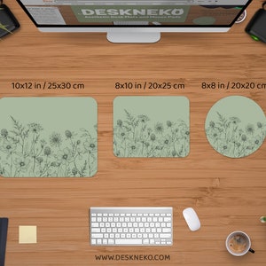 Sage Green Desk Mat, Floral Mousepad Large, Minimalist Boho Deskmat ...
