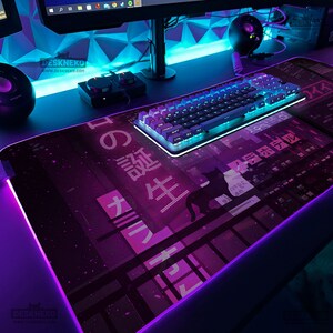 Purple Gaming Desk Mat, Large Mouse Pad, Neon Rgb Mousepad Led, XXL ...