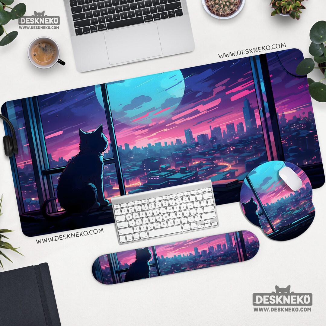 Cute Mousepad With Wrist Rest, Purple Ergonomic Mouse Pad Round ...