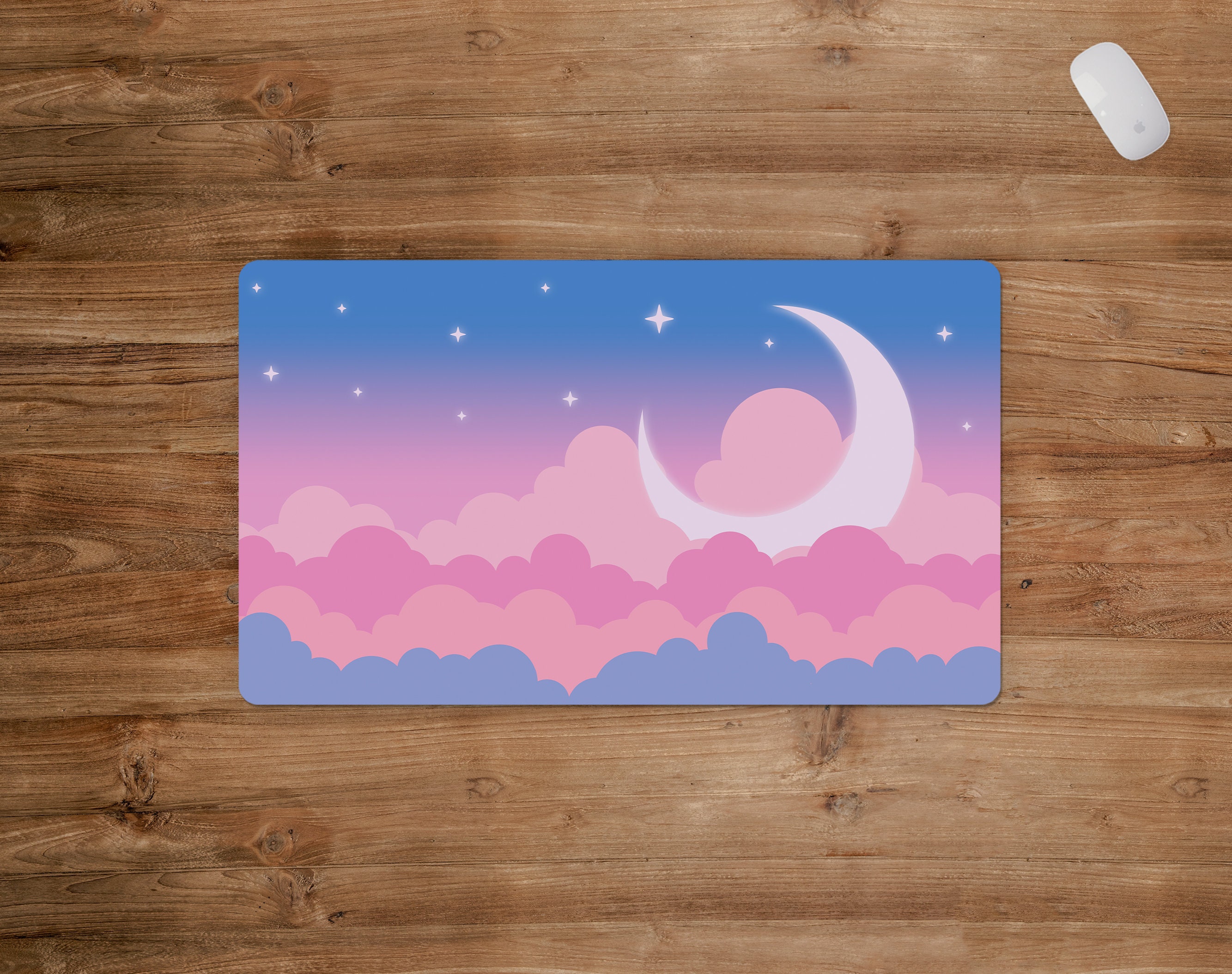 Cute Clouds Desk Mat Kawaii, Pastel Pink Mouse Pad, XL Desk Pad Cute ...