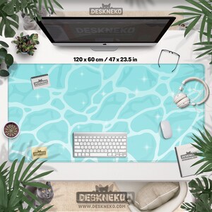 Light Blue Desk Mat, Large Mousepad Cute, Kawaii Anime Aesthetic ...