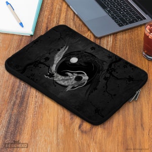 Koi Fish Laptop Sleeve, Black Laptop Bag for Men, Shoulder Strap Handle ...