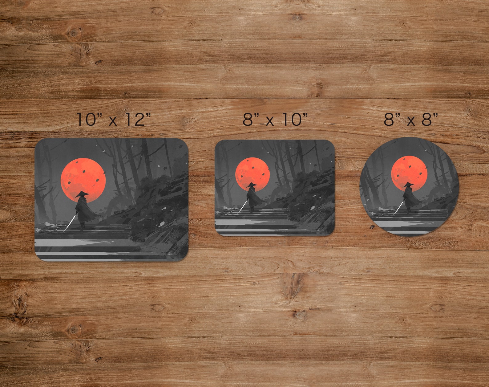 Samurai Deskmat Japan, Japanese Mousepad Black & Red Rising Sun, Extra ...