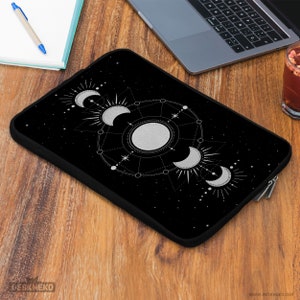 Silver Moon Laptop Sleeve, Black White Computer Bag, Witchy Celestial ...