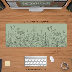 Sage Green Deskmat Flowers, Nature Mousepad Large, Boho Floral Desk Mat ...